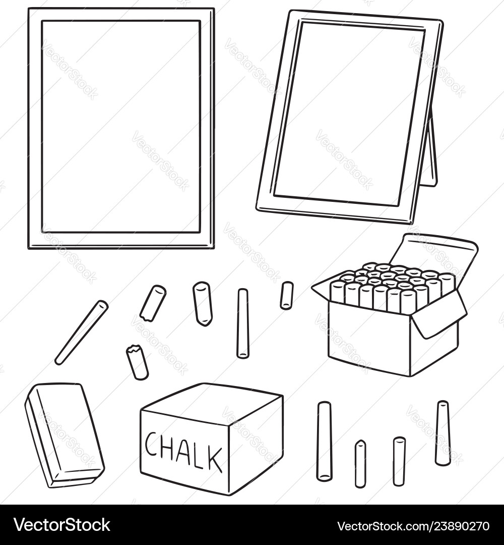 Set of blackboard and chalk Royalty Free Vector Image
