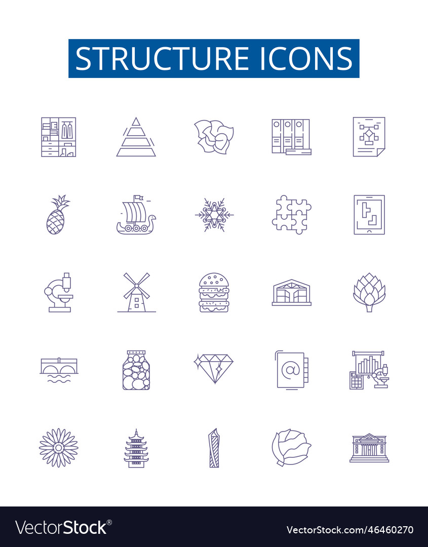 Structure icons line signs set design Royalty Free Vector
