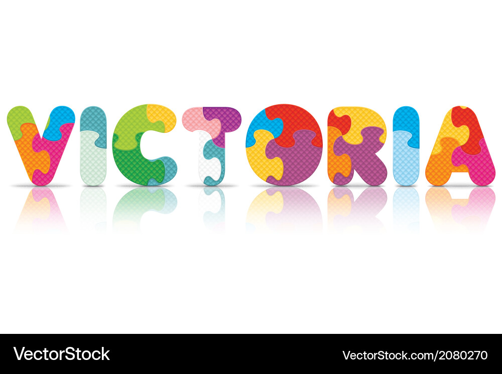 Victoria written with alphabet puzzle Royalty Free Vector