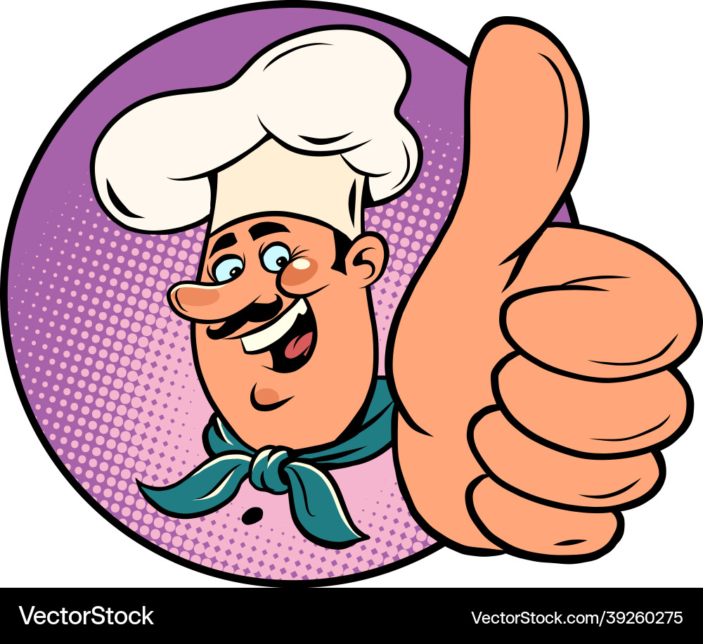 Chef cook makes a like gesture thumbs up Vector Image
