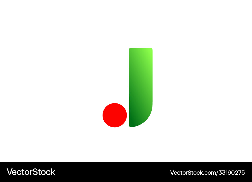 Green red j alphabet letter logo icon gradient Vector Image