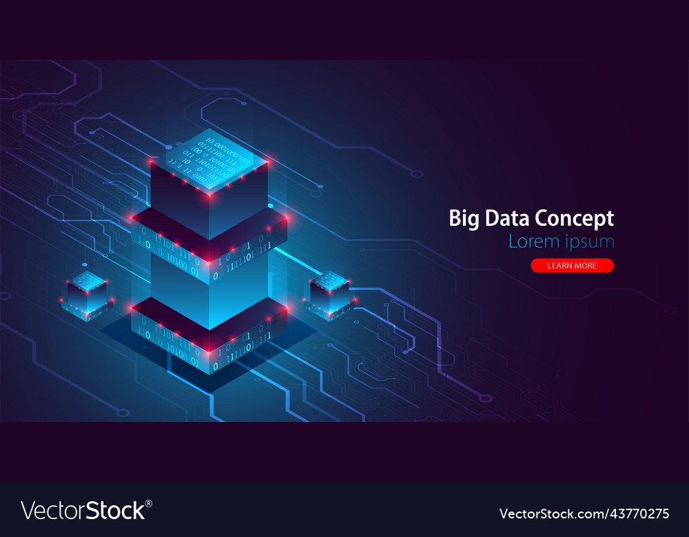 Isometric big data flow processing concept Vector Image Isometric big data flow processing concept Vector Image