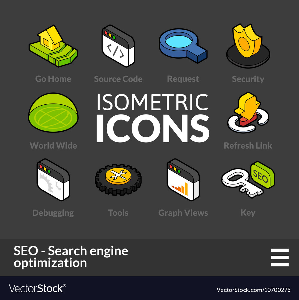 Isometric outline icons set 8 Royalty Free Vector Image