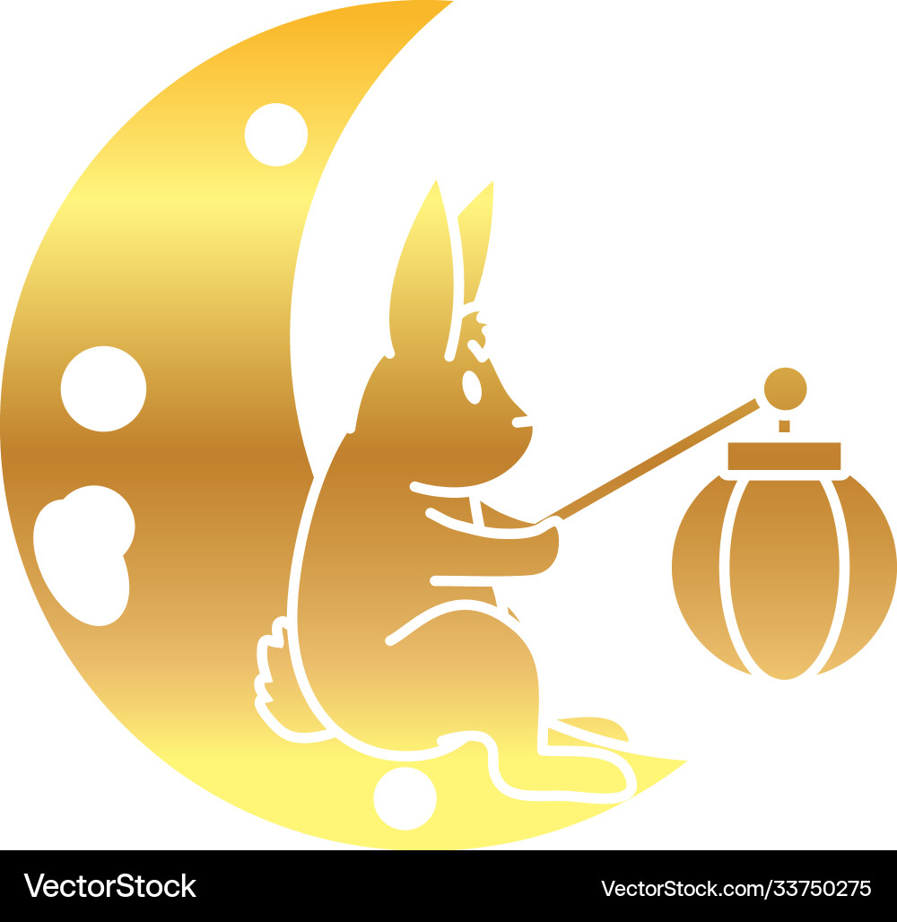 Mid autumn concept rabbit sitting on moon Vector Image