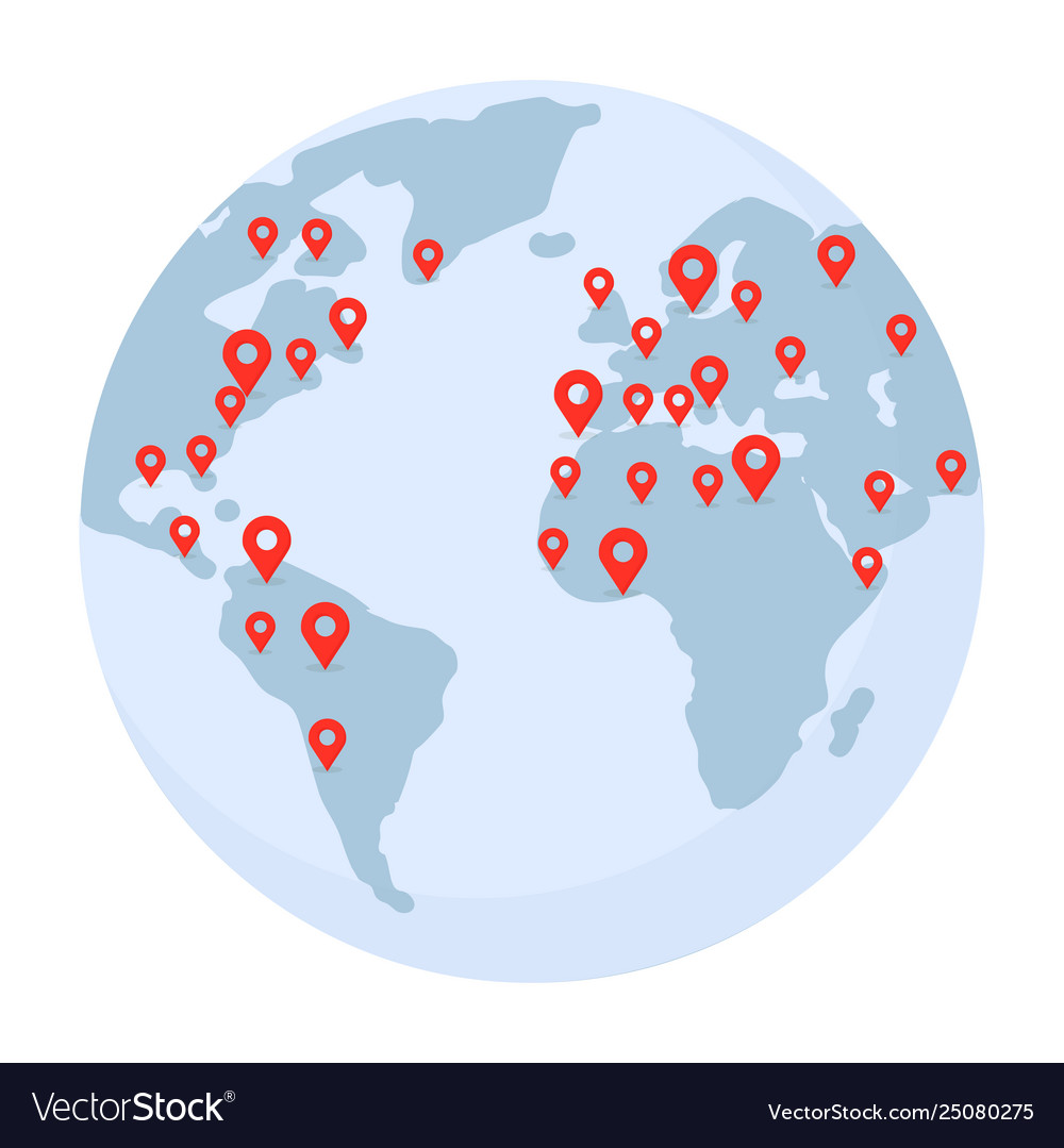 Planet earth with pointer marks Royalty Free Vector Image
