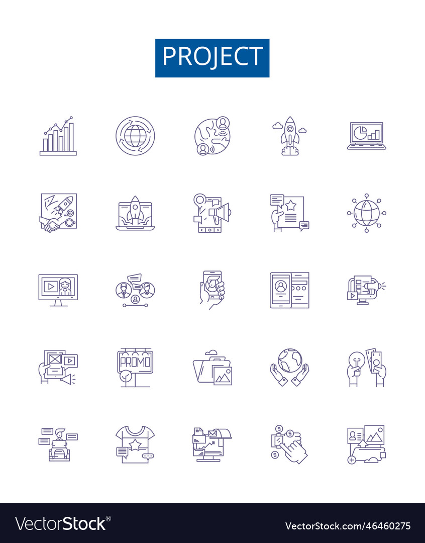 Project line icons signs set design collection Vector Image