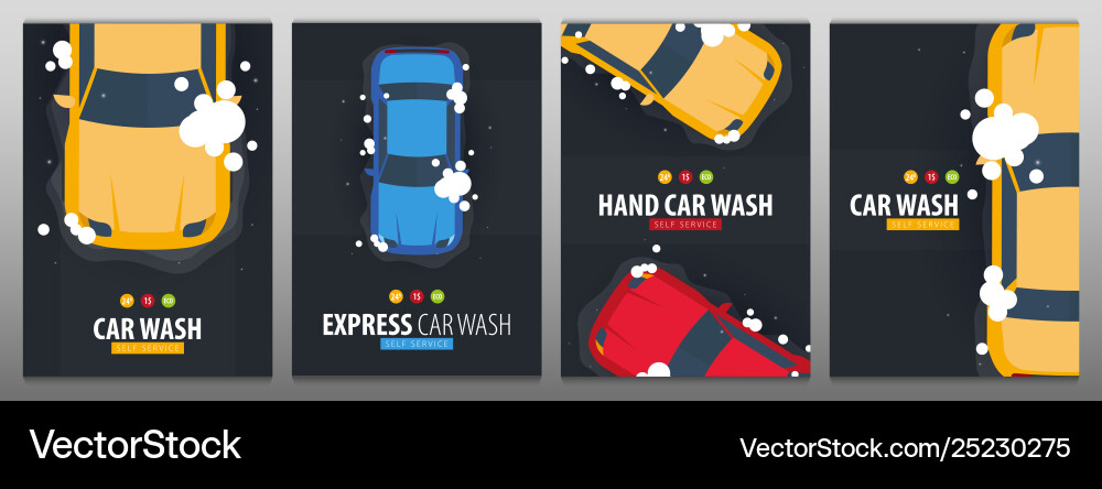 Set car wash self service washing Royalty Free Vector Image