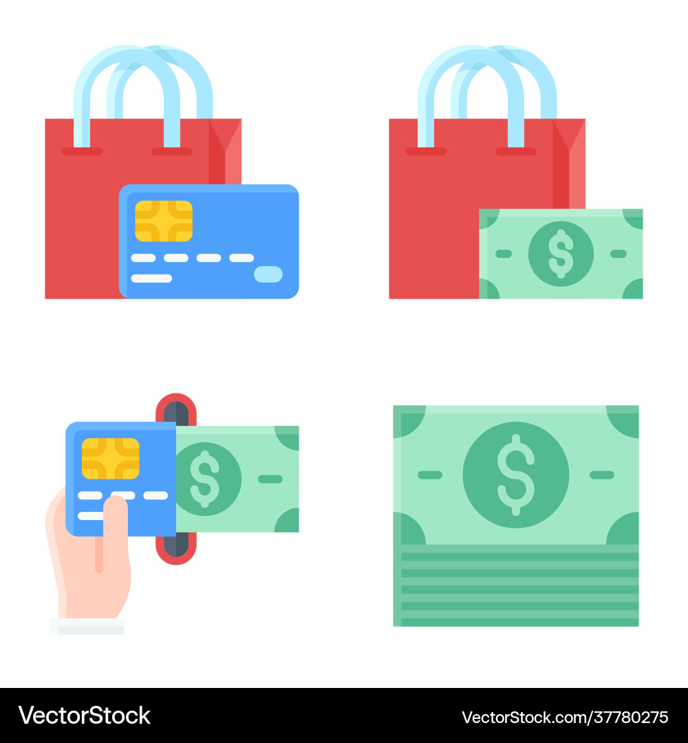 Shopping and payment icon set payment related Vector Image