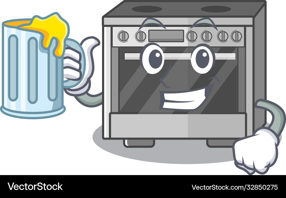 Smiley kitchen stove mascot design with a big Vector Image