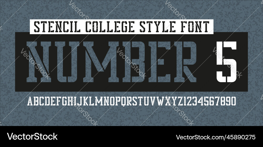 Stencil alphabet college or university style Vector Image