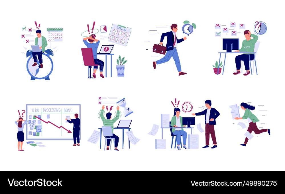 Time management fail missed deadlines cartoon Vector Image