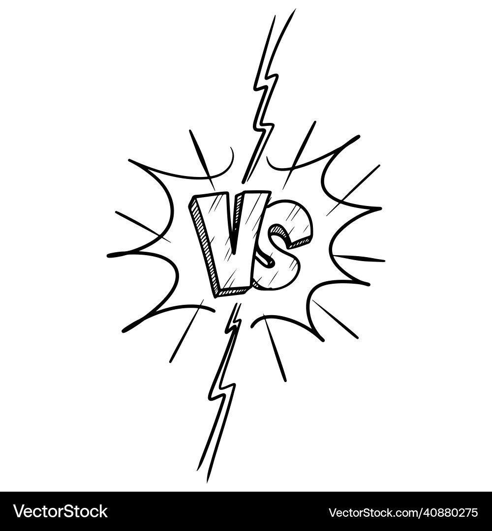 Versus or vs letters logo design in doodle style Vector Image