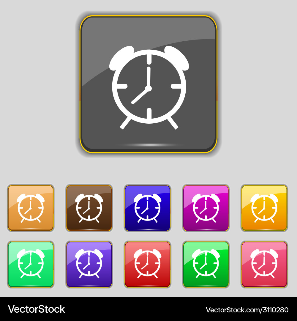 Alarm clock sign icon wake up symbol set Vector Image