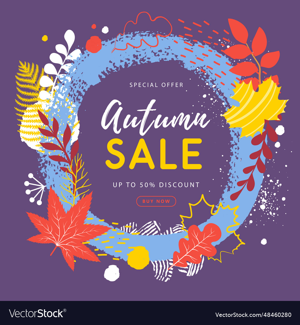 Autumn big sale poster with simple floral elements Autumn big sale poster with simple floral elements