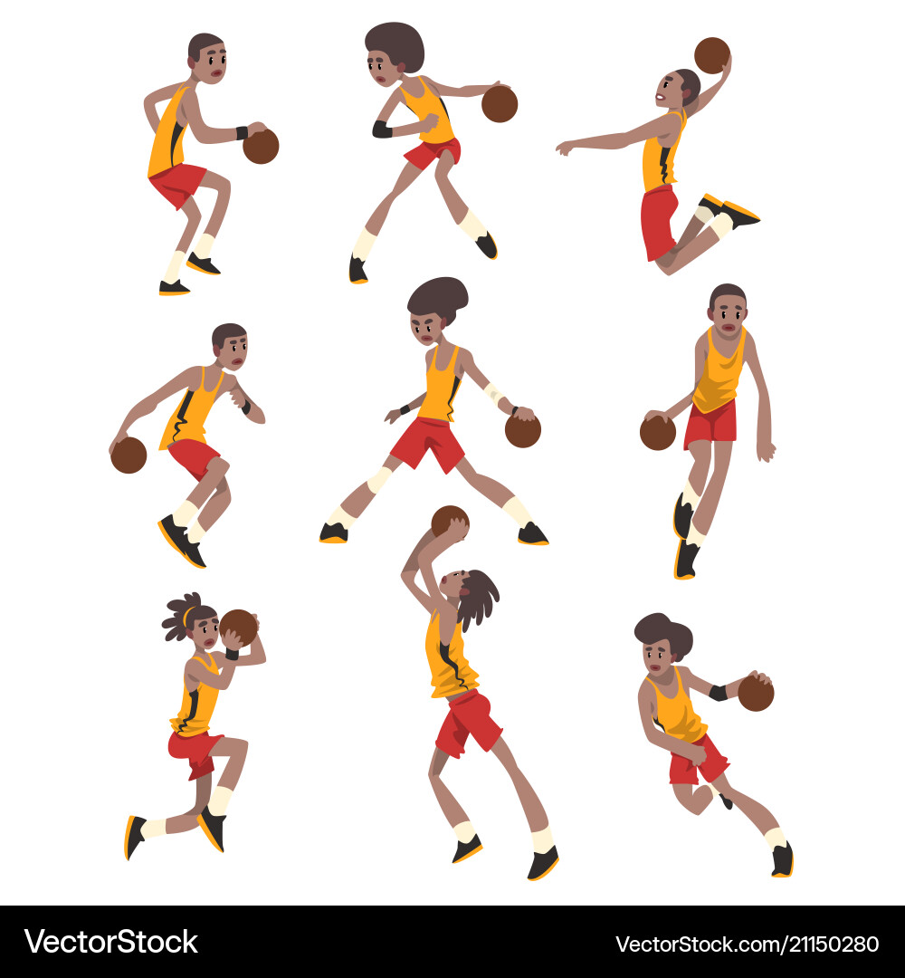 Basketball player set athletes in uniform playing Vector Image