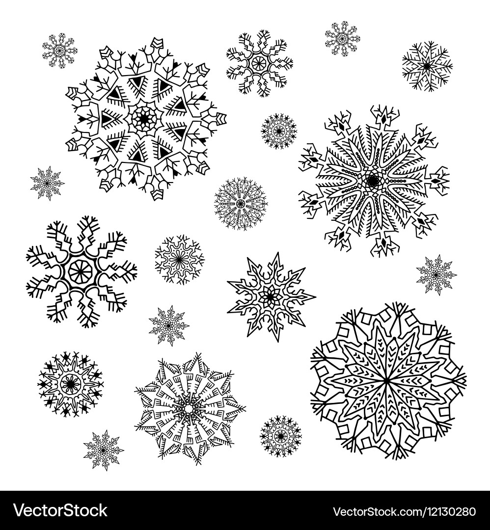 Christmas snowflakes collection circle ornament Vector Image