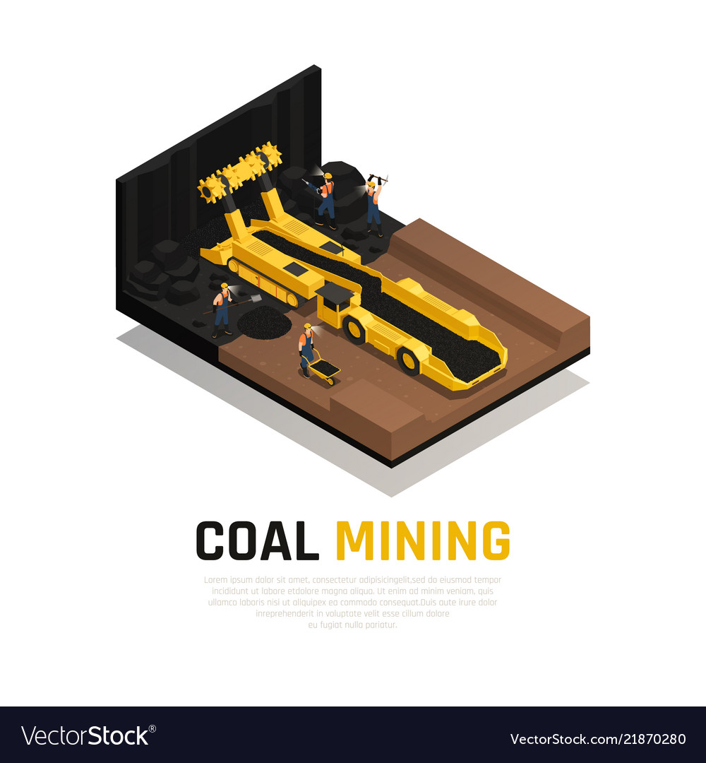 Coal mining isometric composition Royalty Free Vector Image Coal mining isometric composition Royalty Free Vector Image