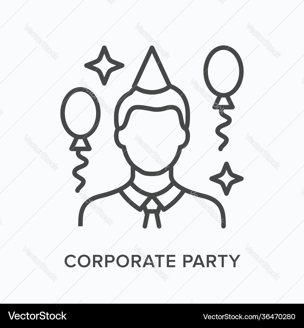 Corporate party flat line icon outline Royalty Free Vector