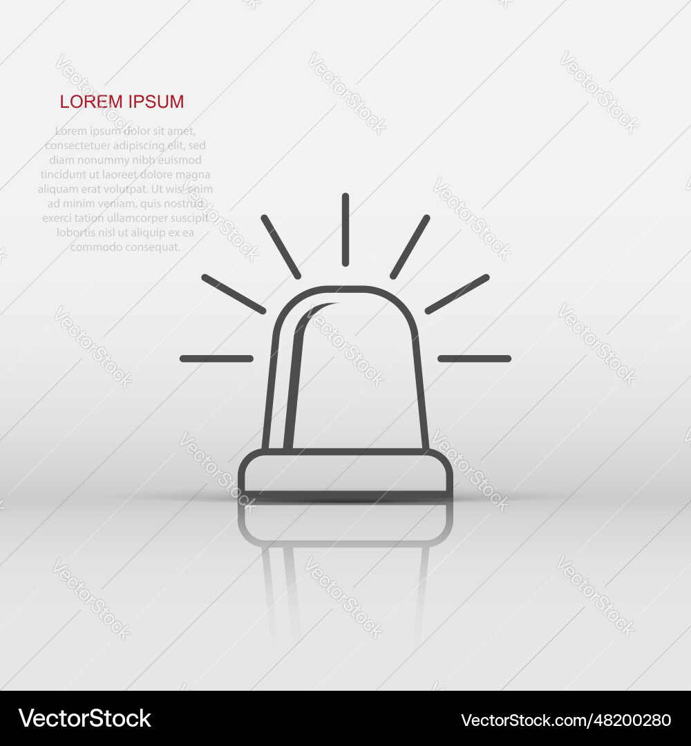 Emergency alarm icon in flat style alert lamp on Vector Image