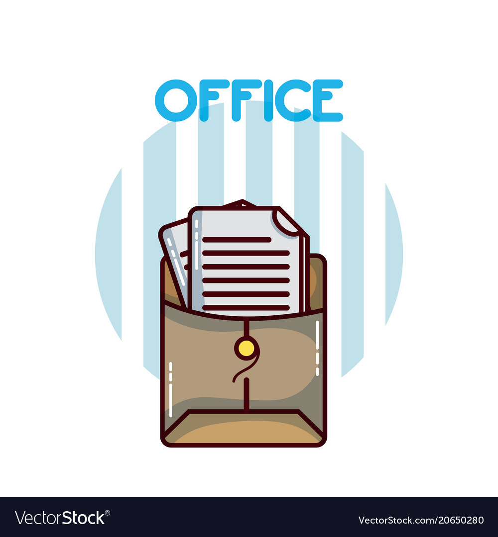 Envelope with documents office element Royalty Free Vector