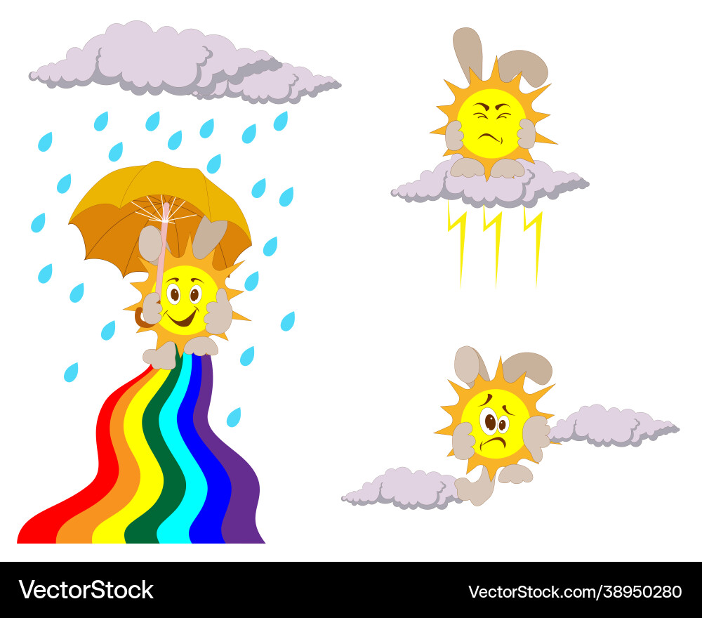 Image a sunbeam with clouds and an umbrella Vector Image