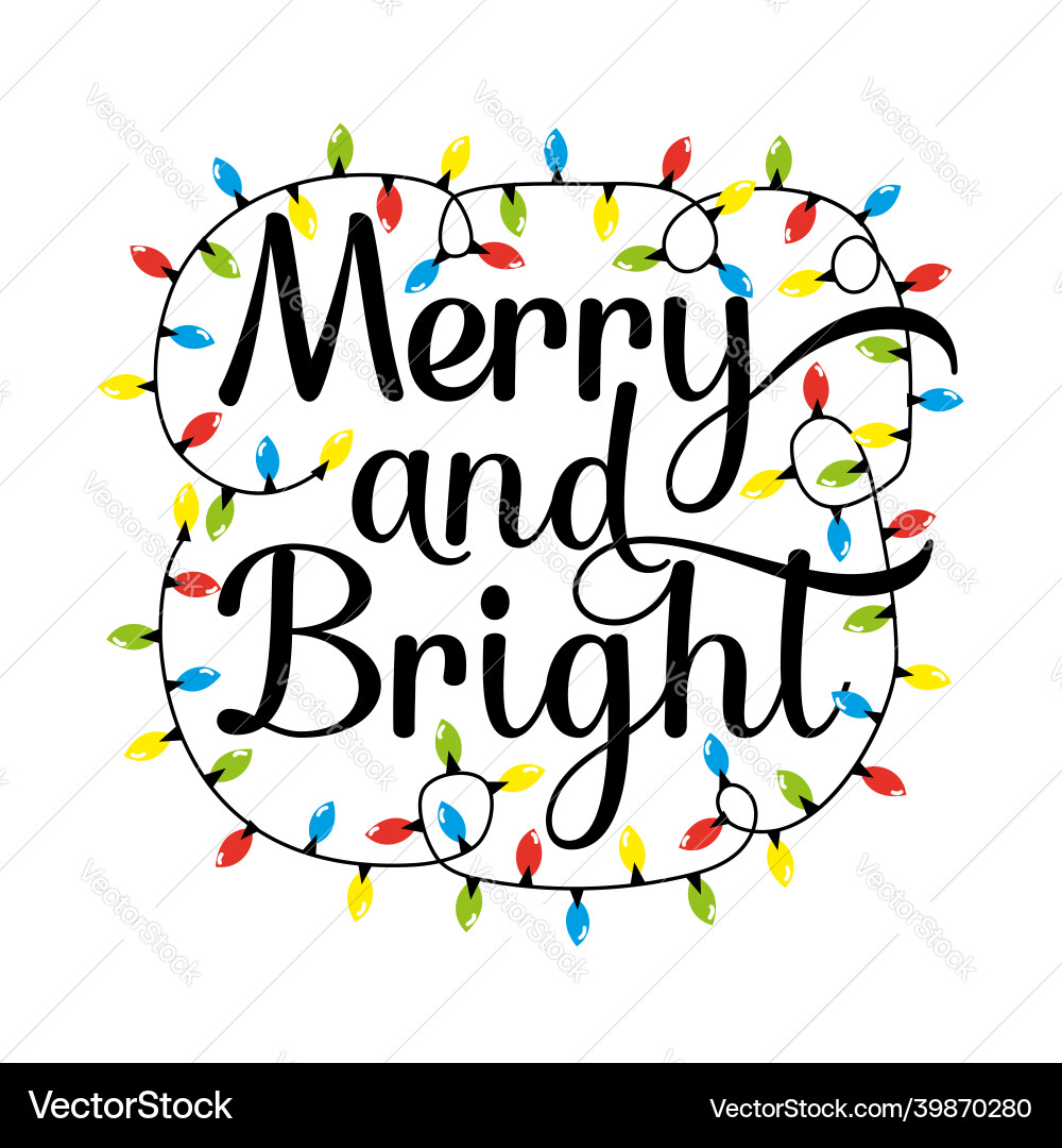 Merry and bright - christmas greeting Royalty Free Vector
