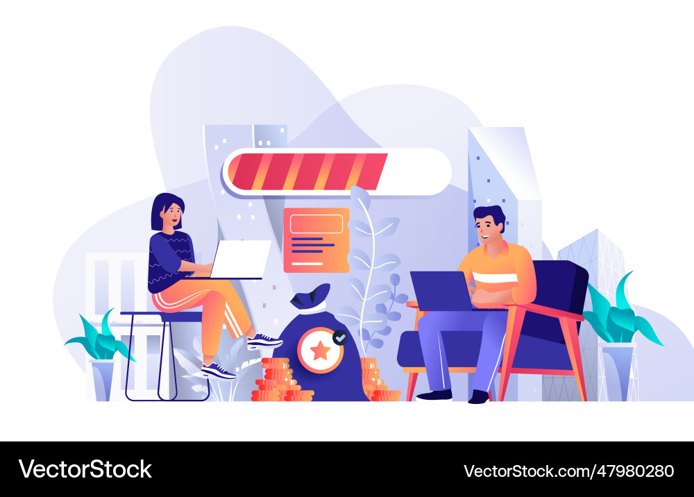 Money transfer concept in flat design banking Vector Image