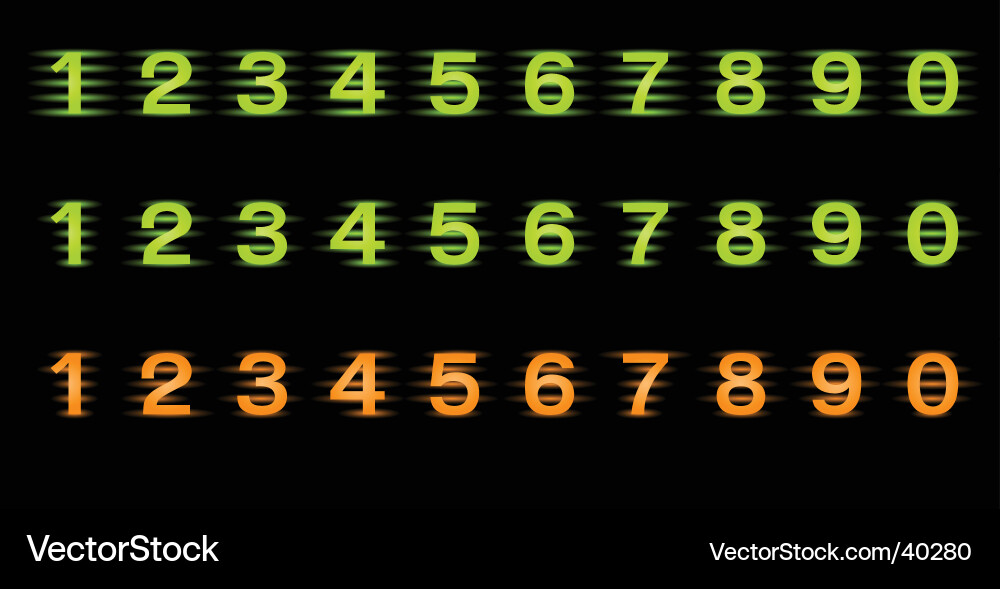 Set of illuminated numbers Royalty Free Vector Image