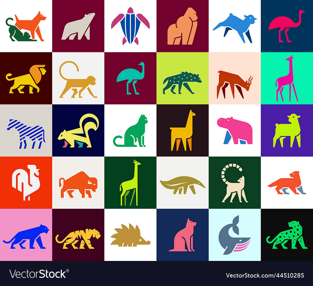 Animals logos collection Royalty Free Vector Image