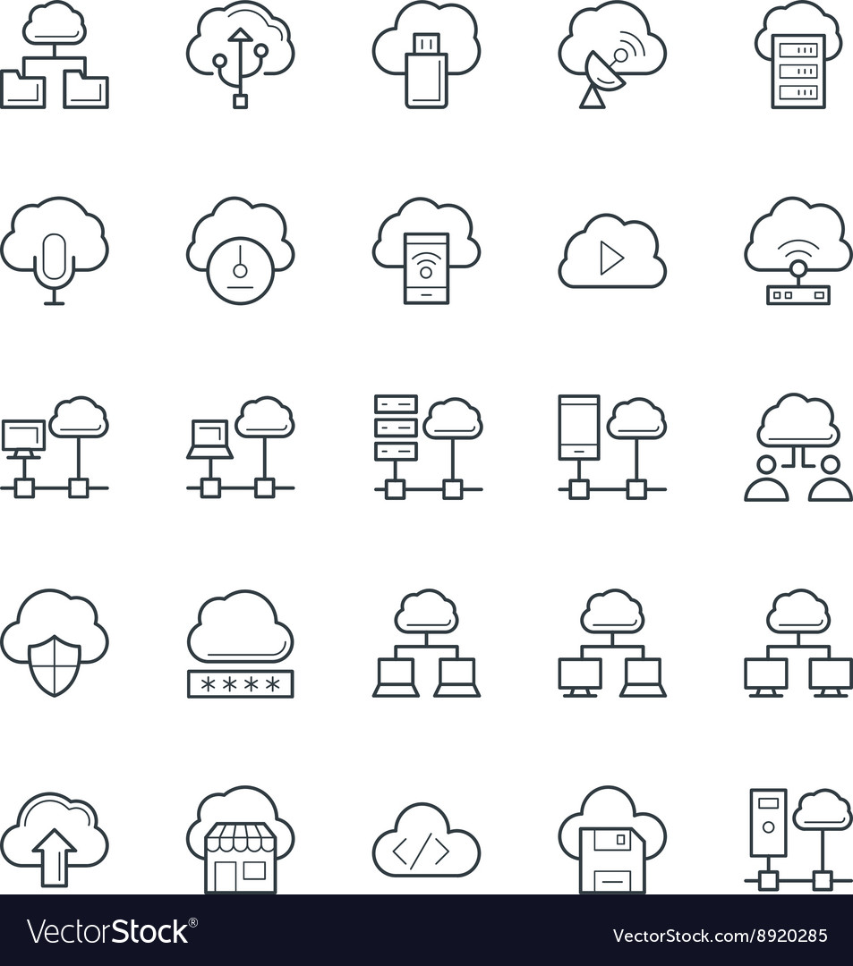 Cloud computing cool icons 3 Royalty Free Vector Image