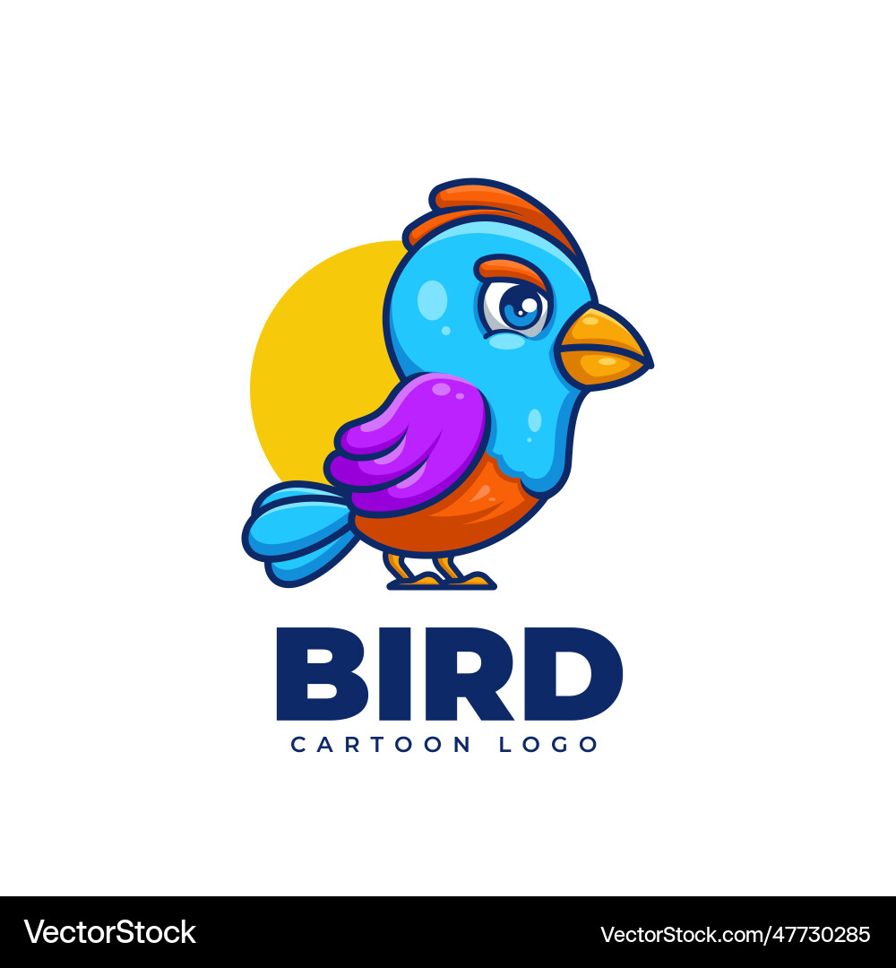 Colorful bird cartoon logo Royalty Free Vector Image
