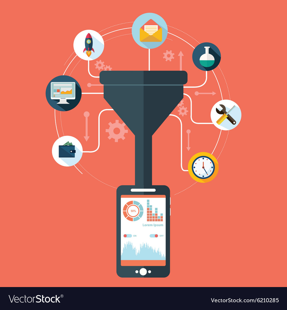 Data filter big data concept with long shadow Vector Image