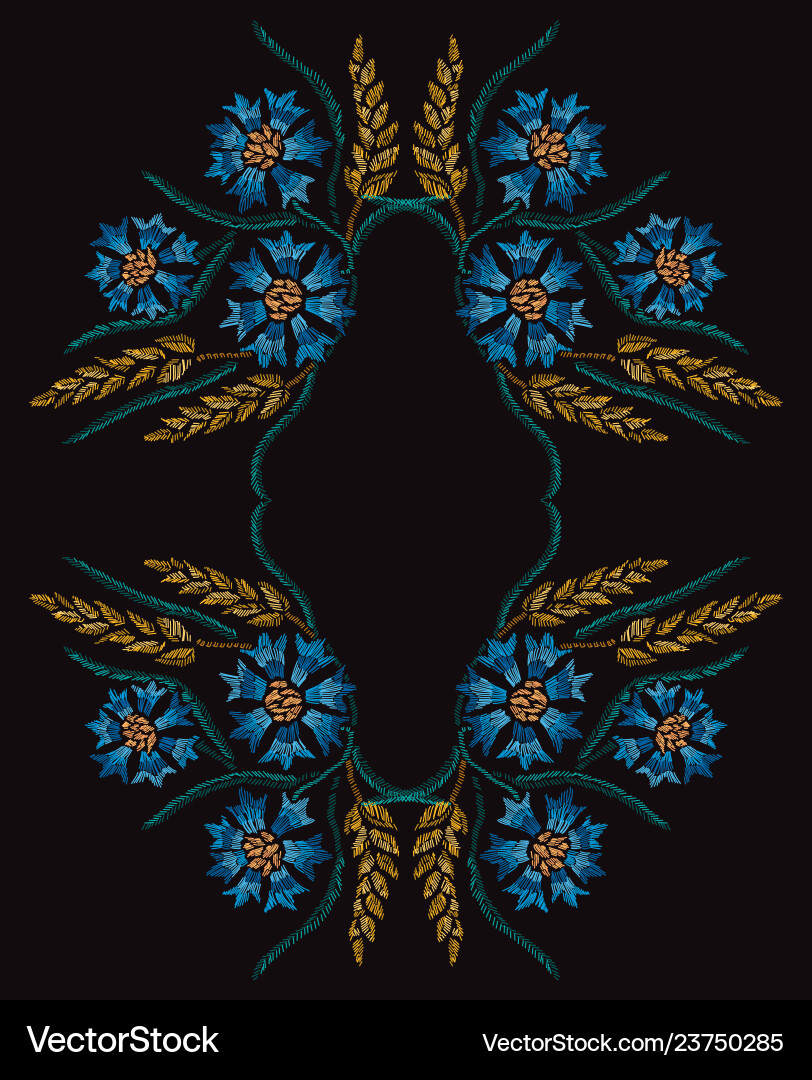 Embroidery floral decoration Royalty Free Vector Image