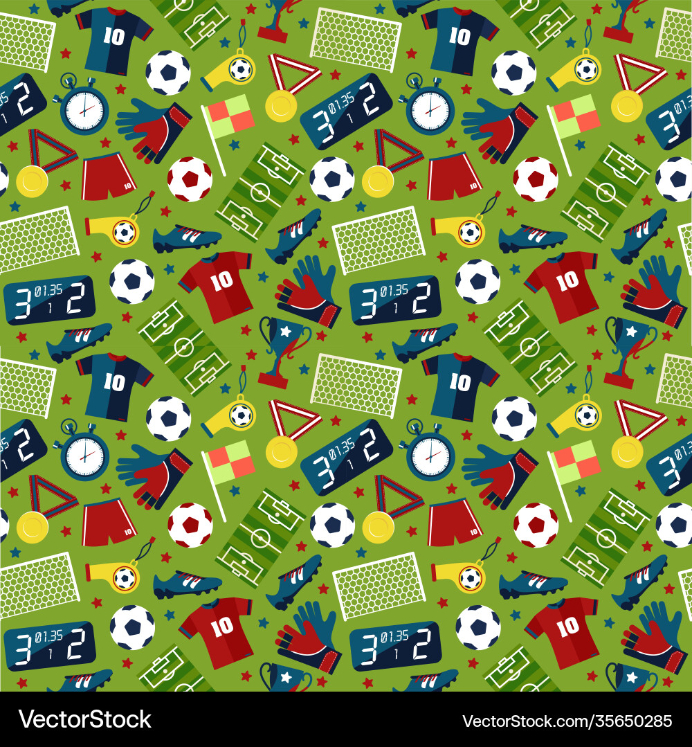 Flat seamless texture pattern sport soccer Vector Image