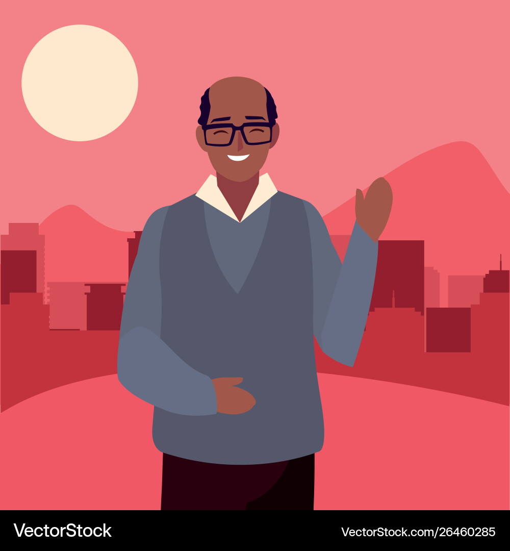 Grandfather character portrait outdoors design Vector Image