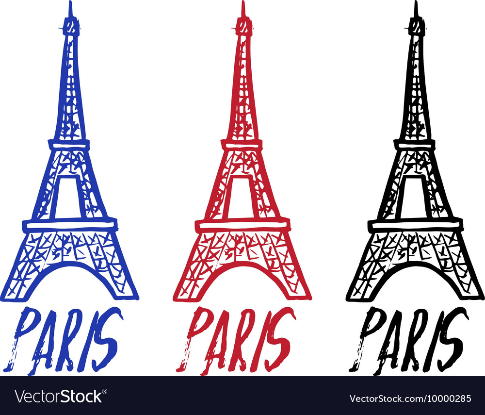 Hand drawn concept logo with eiffel tower Vector Image