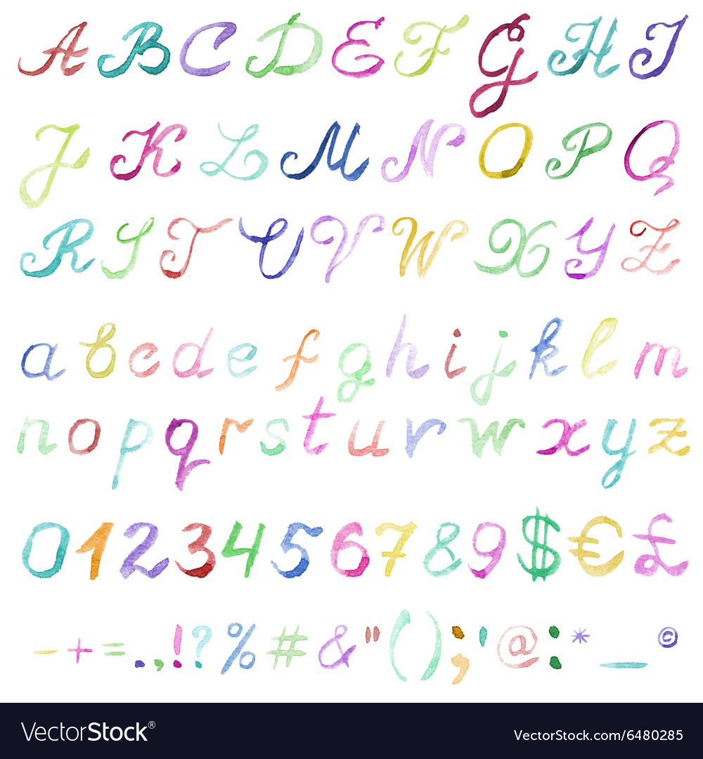 Hand drawn watercolor alphabet Royalty Free Vector Image