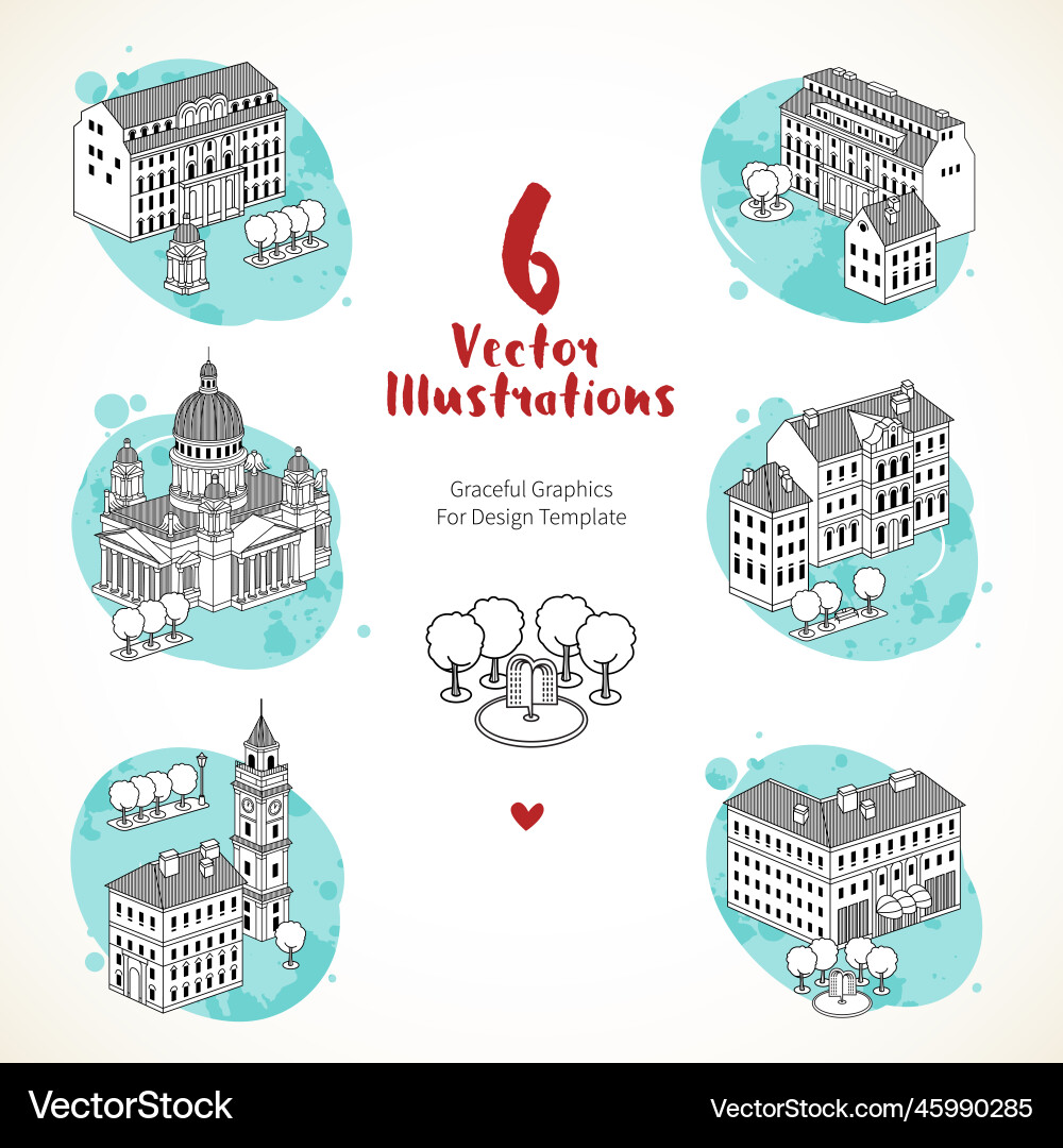 Icon set of old town Royalty Free Vector Image