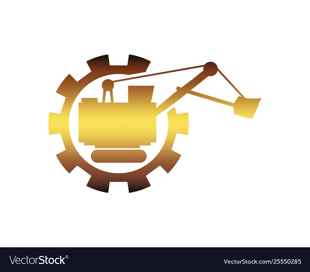 Mining or construction machine logo Royalty Free Vector