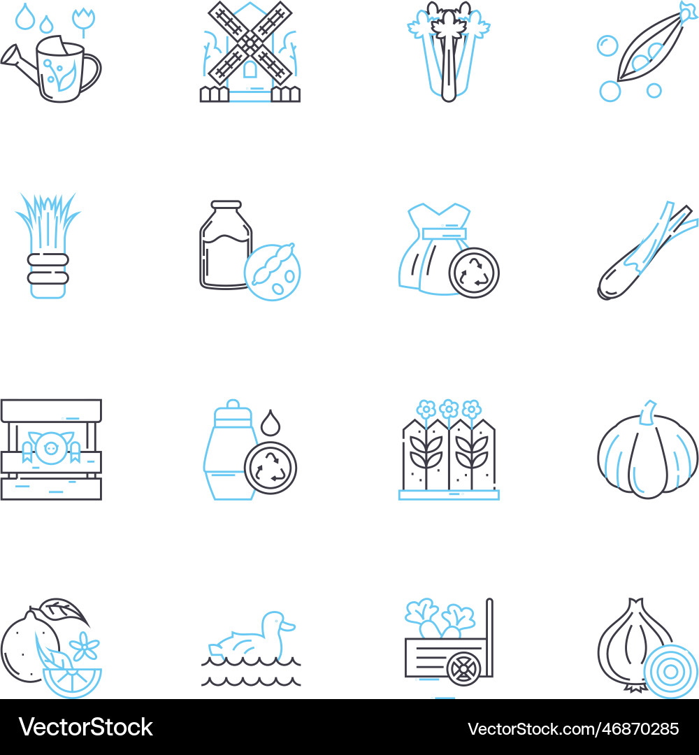 Organic orchard linear icons set harvest Vector Image
