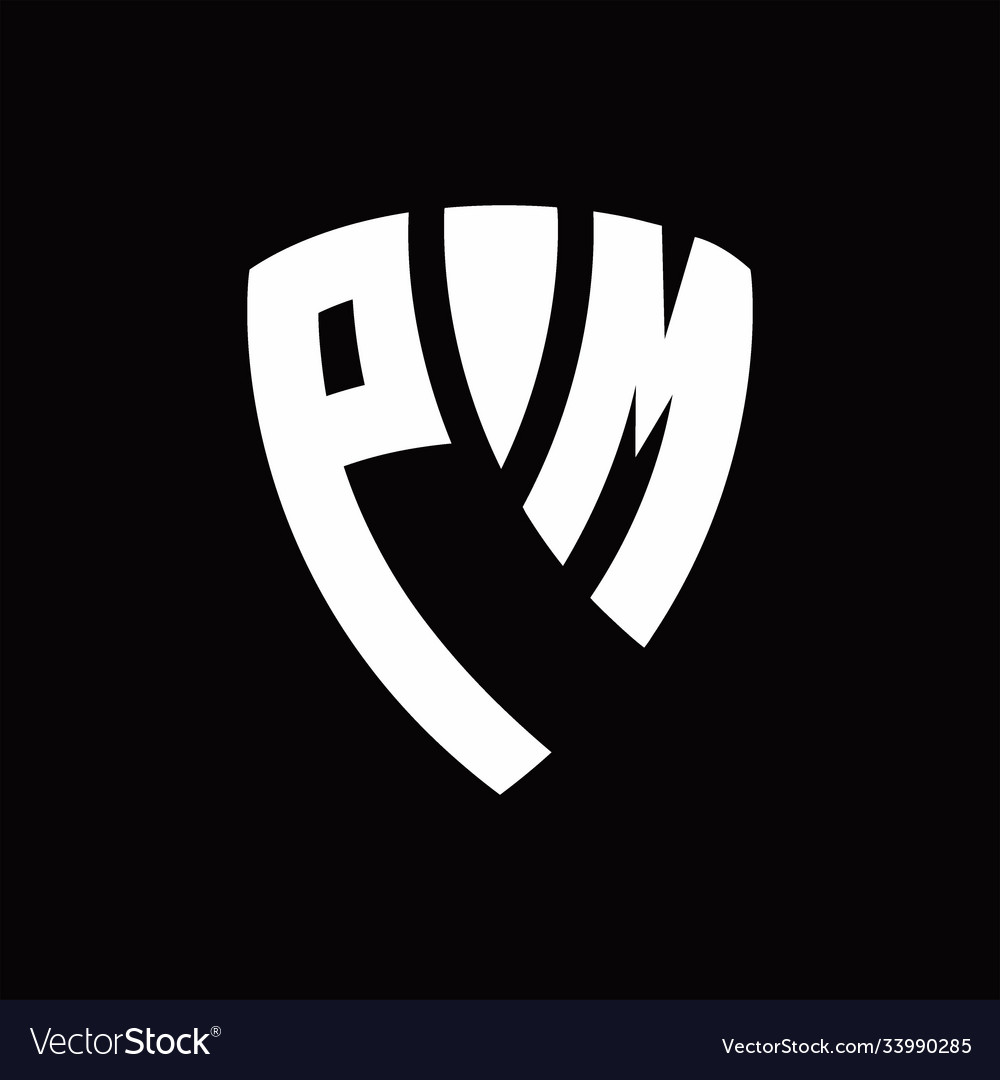 Pm logo monogram with shield elements shape Vector Image