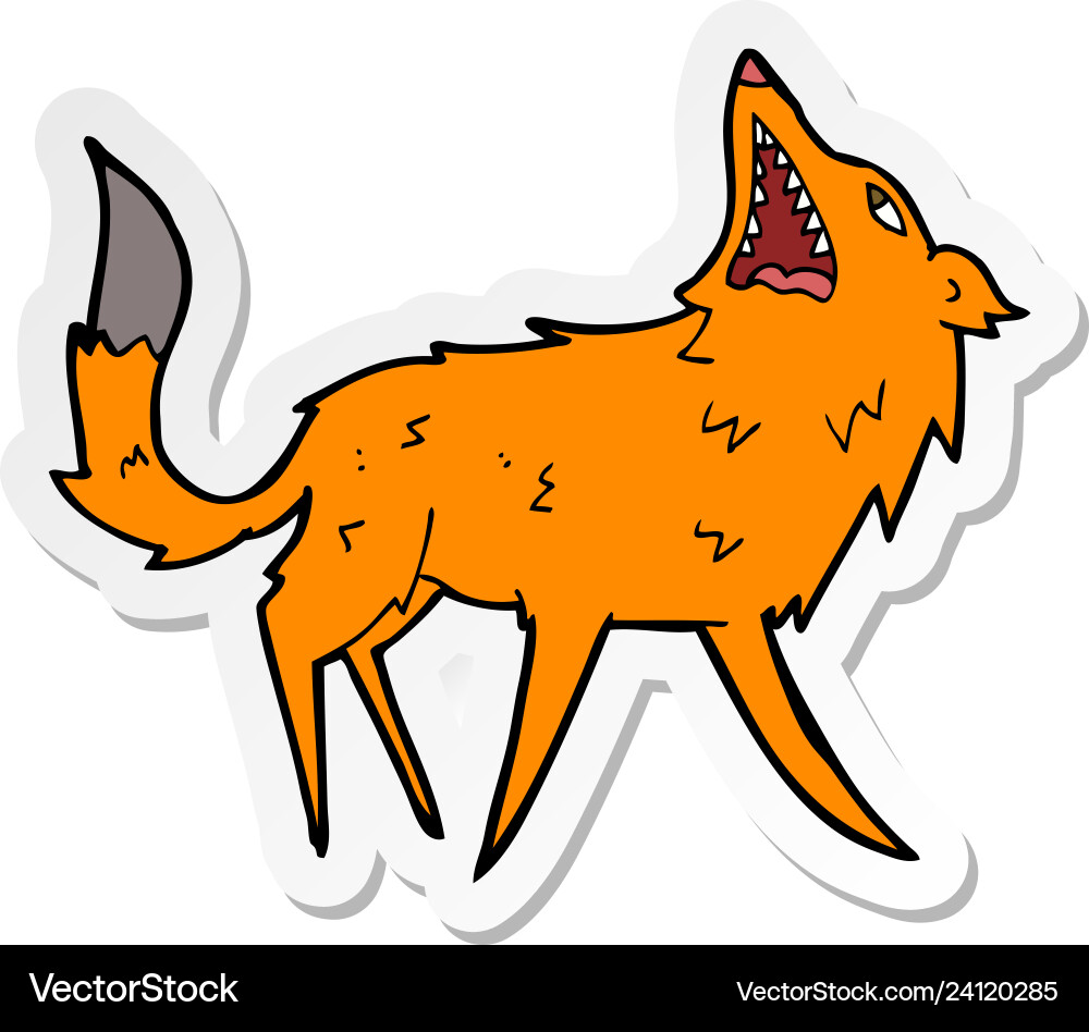 Sticker of a cartoon snapping fox Royalty Free Vector Image