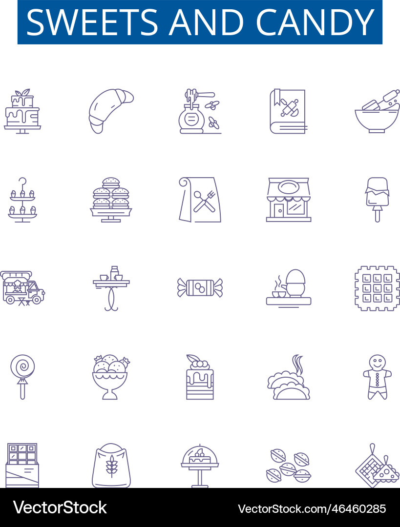 Sweets and candy line icons signs set design Vector Image