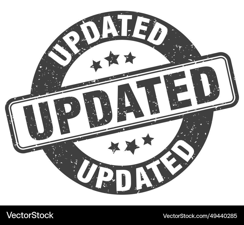 Updated stamp updated label round grunge sign Vector Image