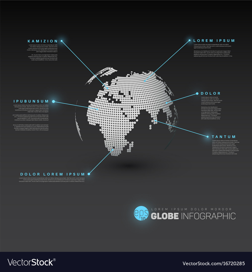 World map globe with pointer marks Royalty Free Vector Image