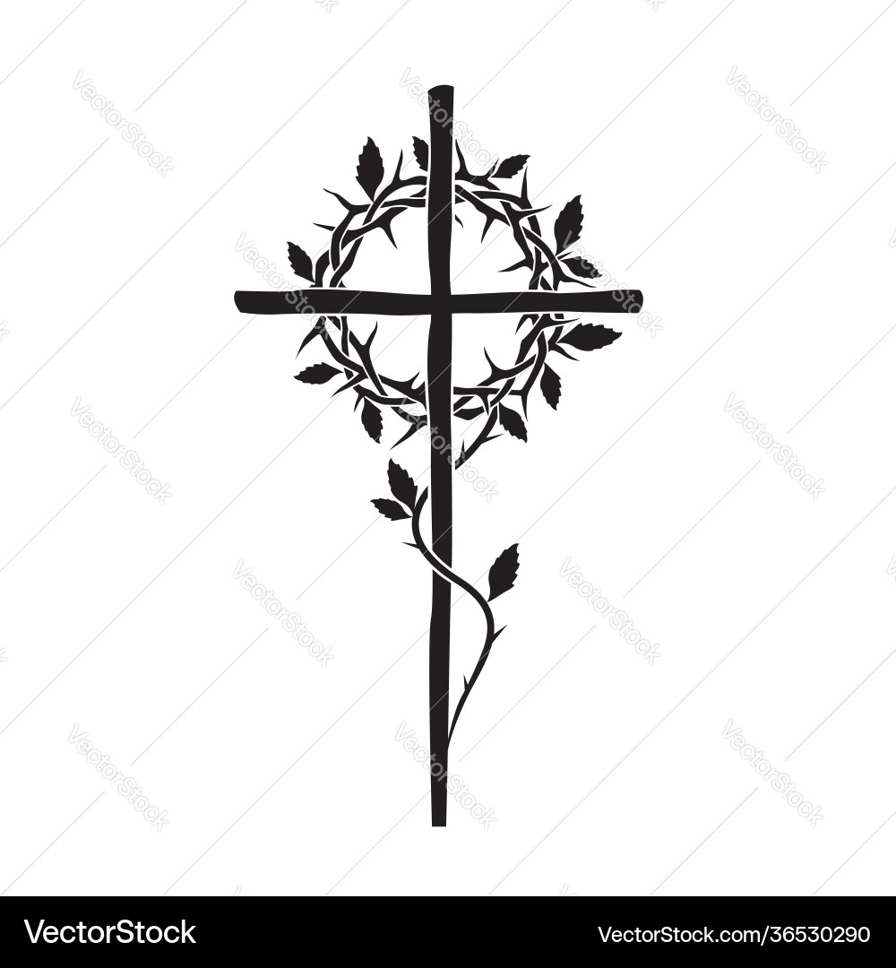 Christian cross and thorn crown Royalty Free Vector Image