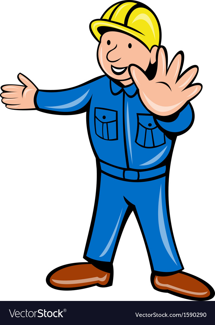 Construction worker stop hand Royalty Free Vector Image