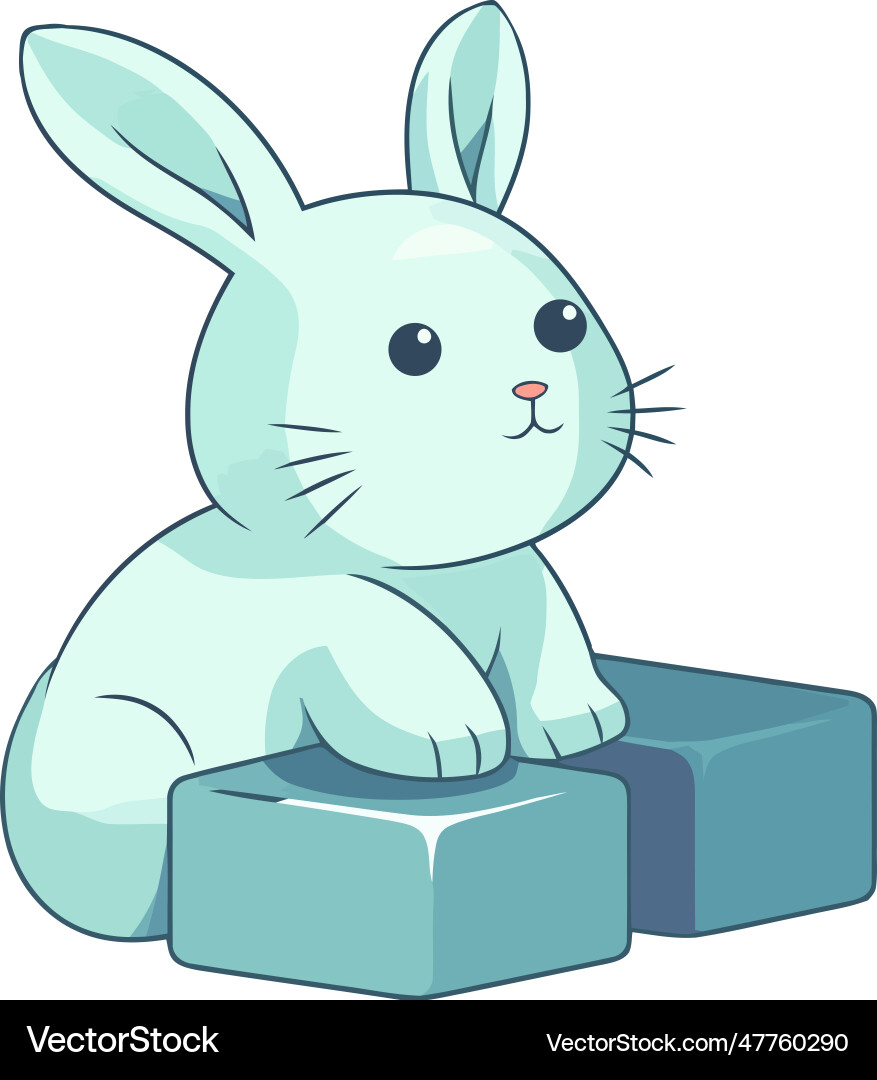 Cute cartoon rabbit happiness and celebration Vector Image