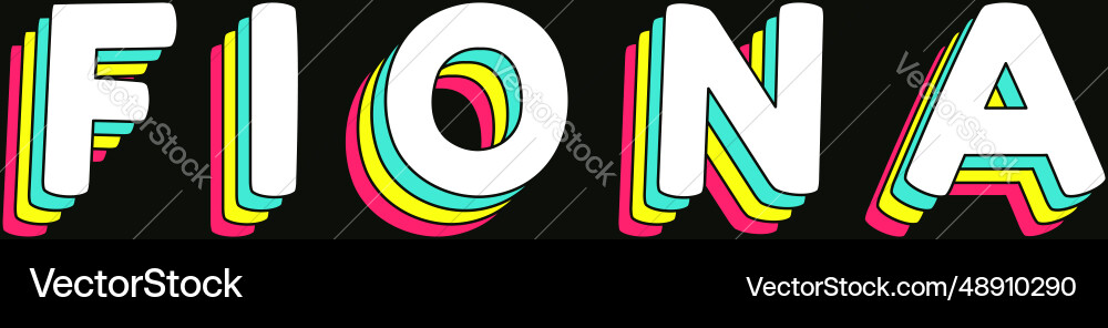 Fiona - retro rainbow typography faded style Vector Image