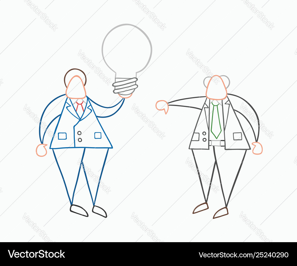 Hand-drawn businessman worker has a bad idea Vector Image